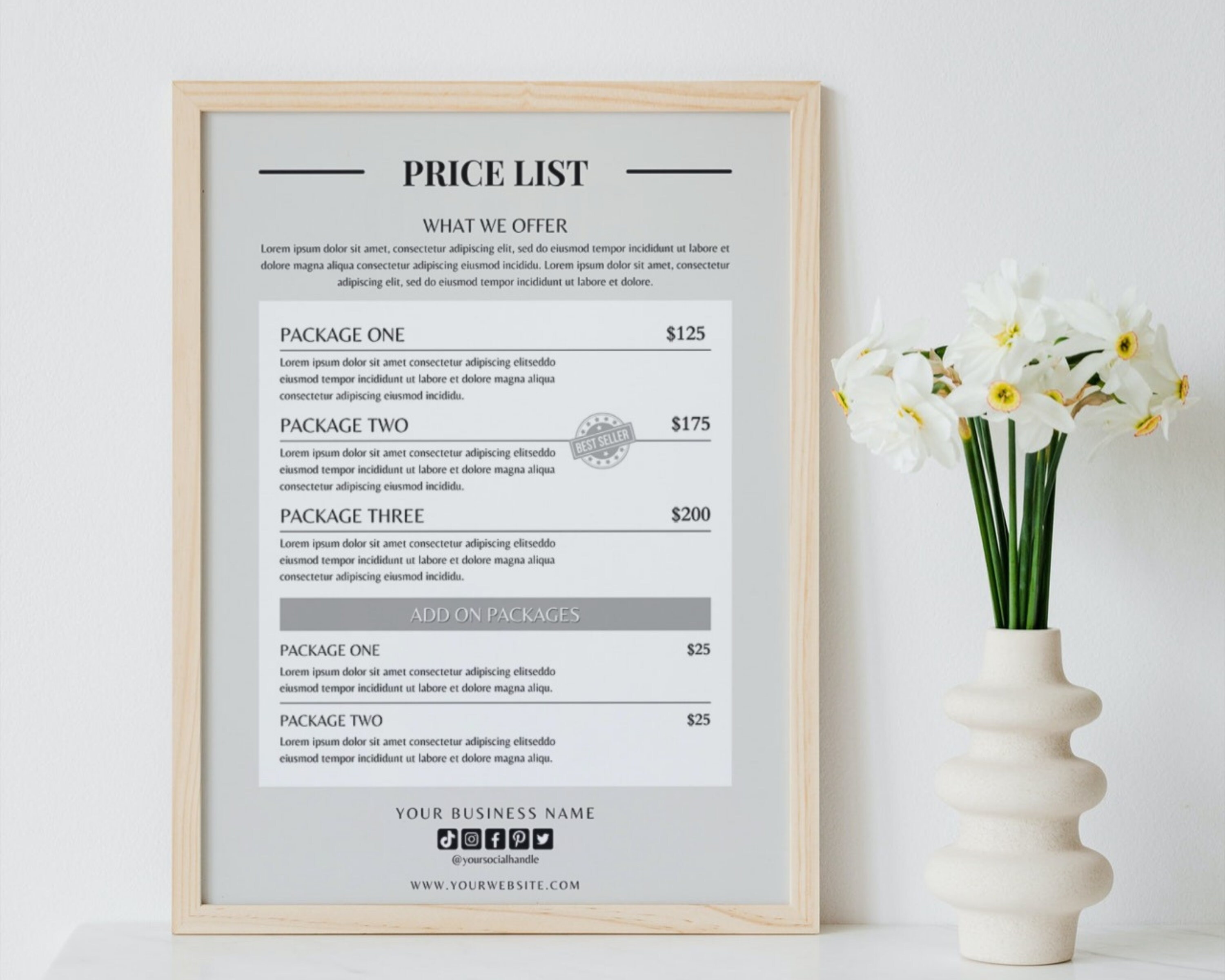 1 Page Services Price List Template for Virtual Assistants, Freelancers ...
