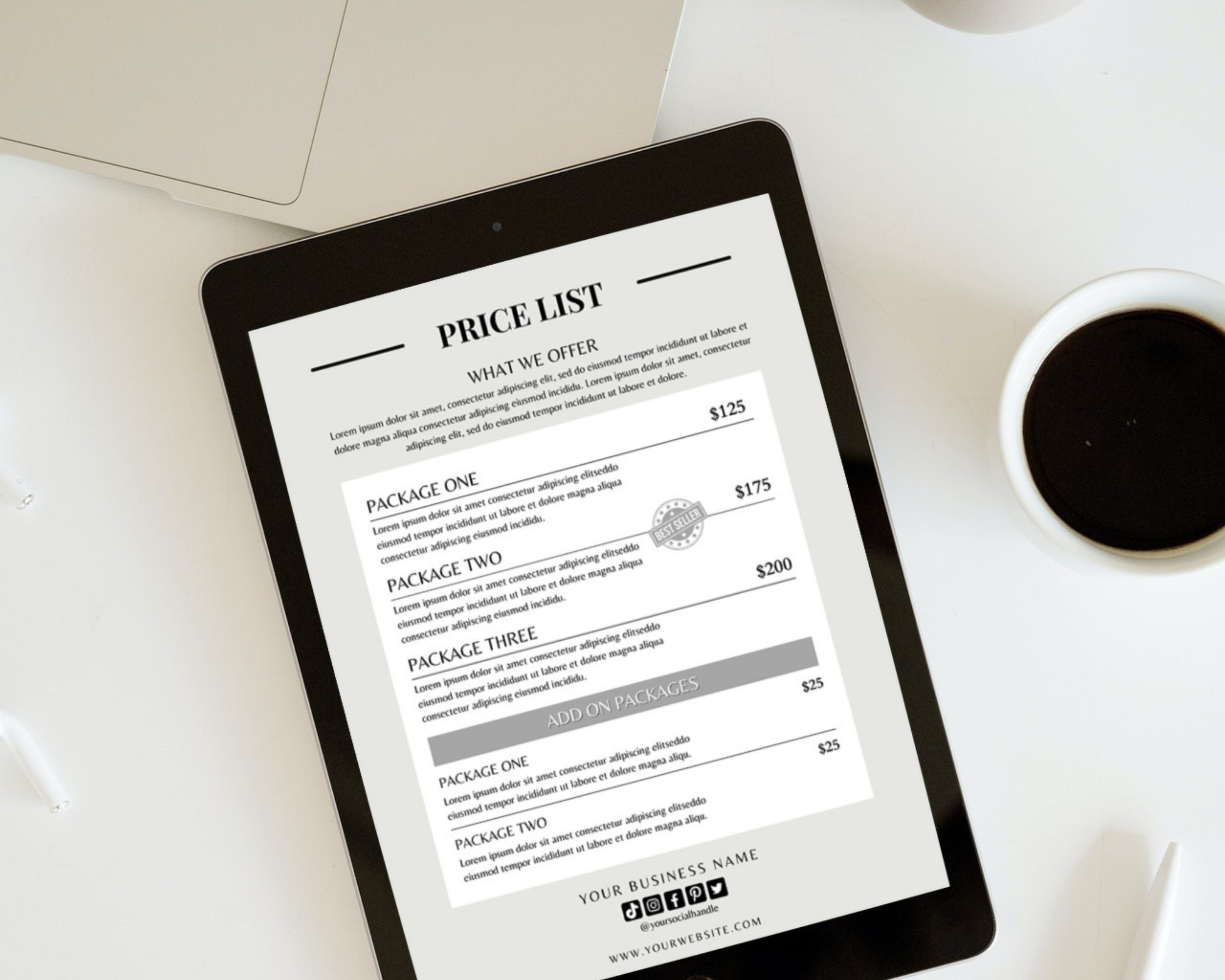 1 Page Services Price List Template for Virtual Assistants, Freelancers ...