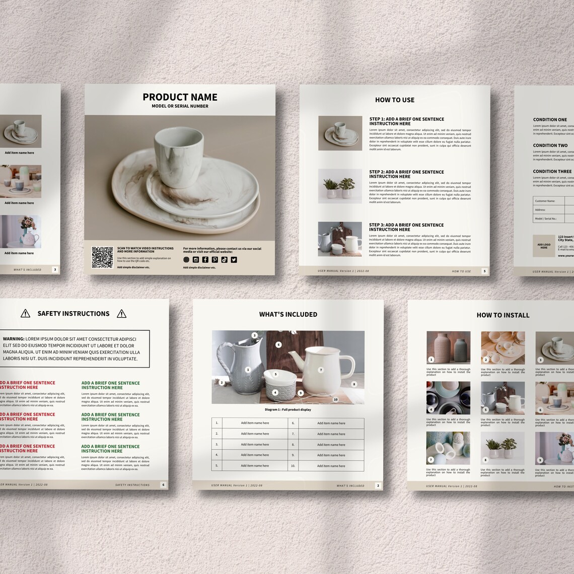 User Manual Template | Product Instruction Manual Template | User Guide ...