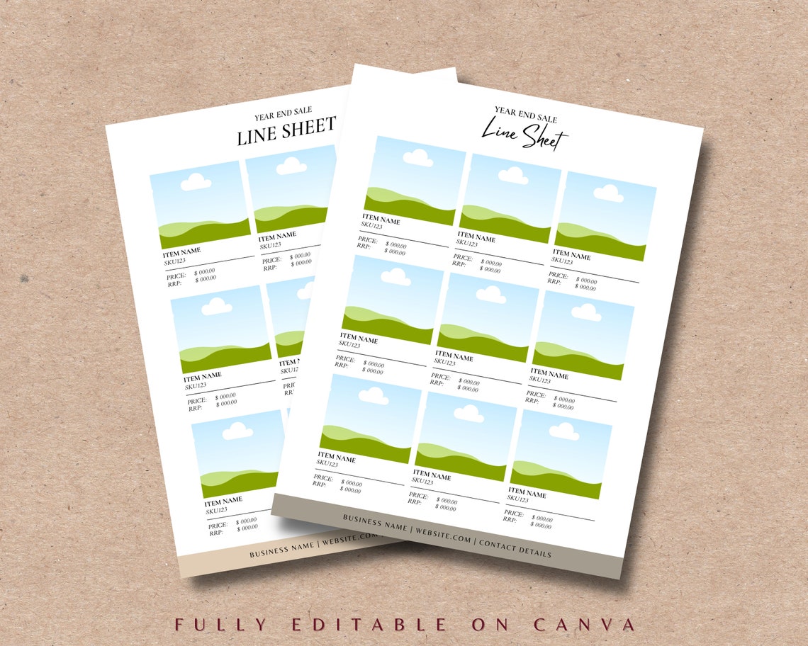 Line Sheet for Wholesale Canva Template Editable Price | Etsy
