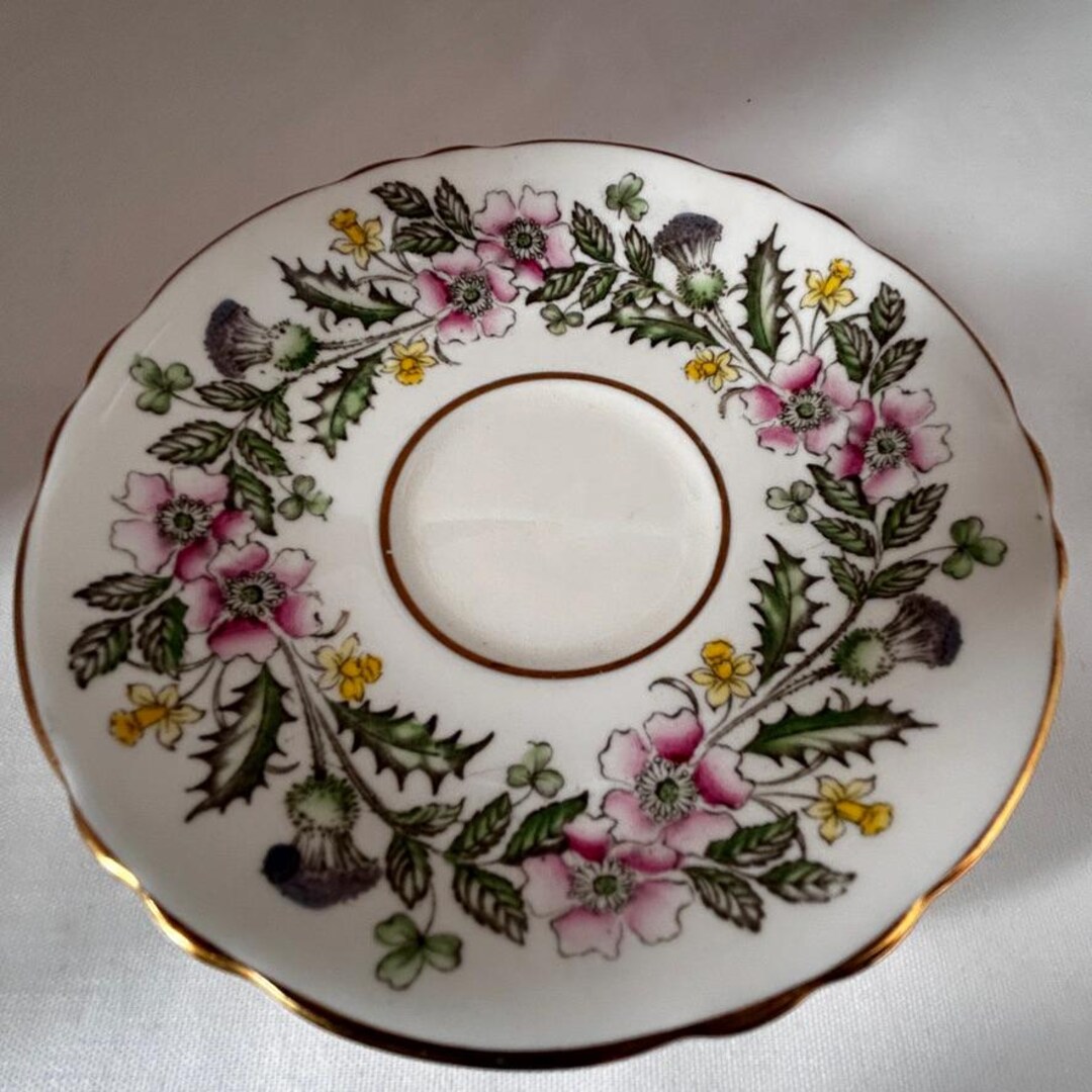 Queen Elizabeth II Coronation Orphan Saucer With Floral and Gold Trim 5 ...