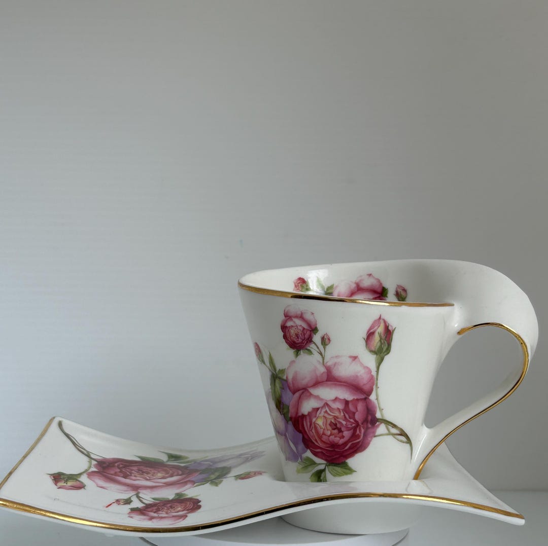 Adeline Porcelain Teacup & Snack Plate Set - Etsy