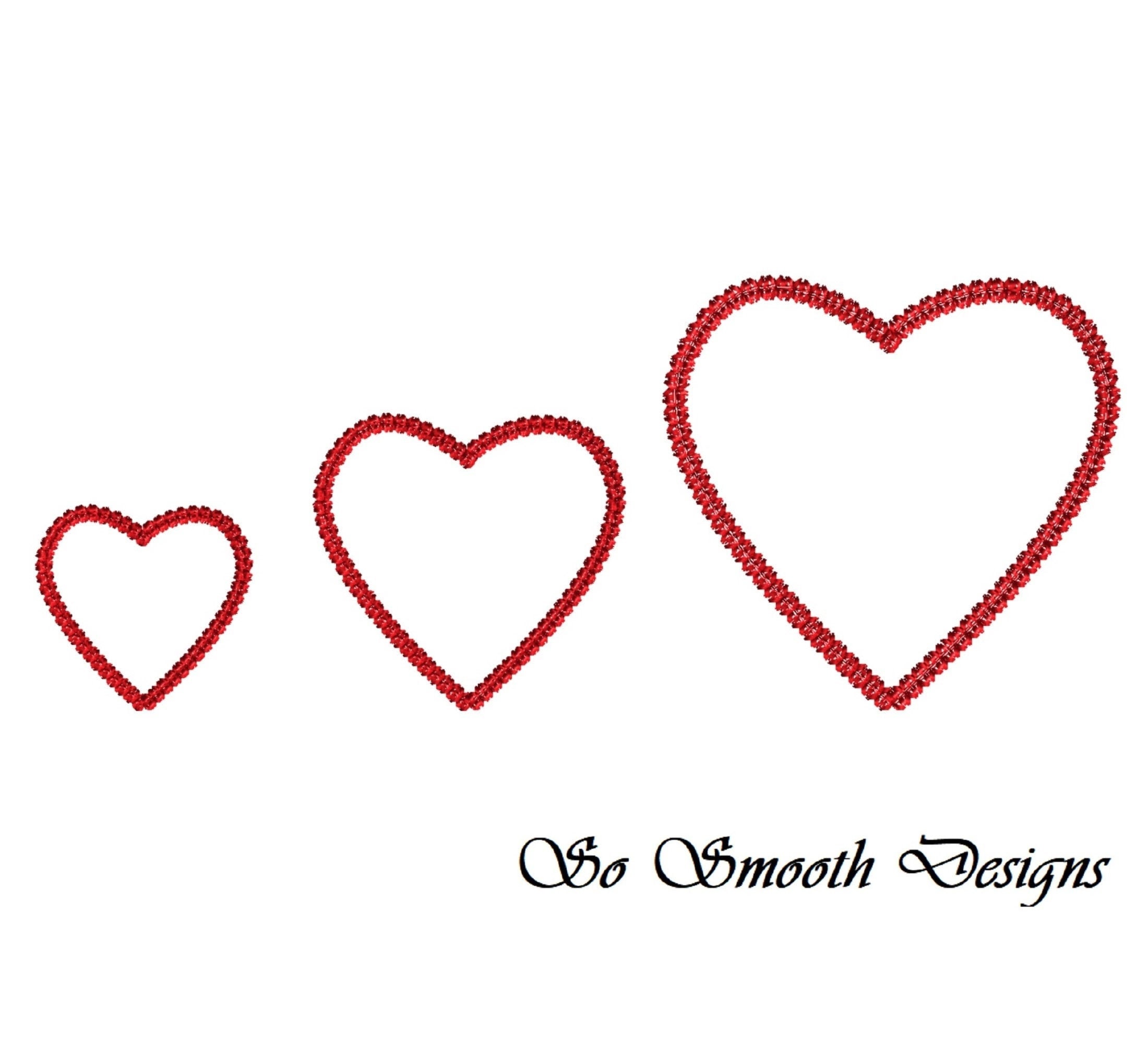 Valentine's Day Heart 3 Sizes Machine Embroidery Design Love Valentine ...