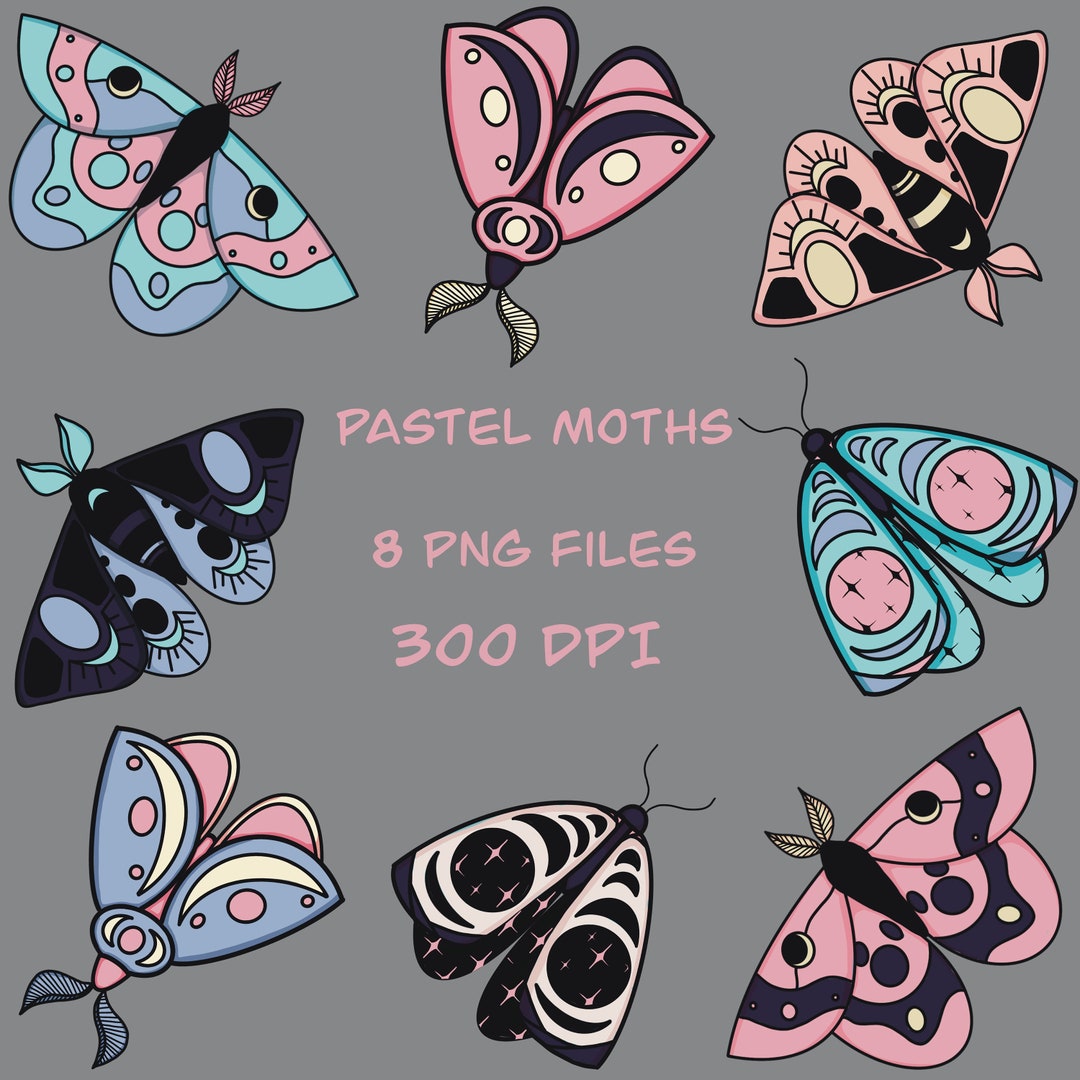 Pastel Moth Clip Art - Etsy