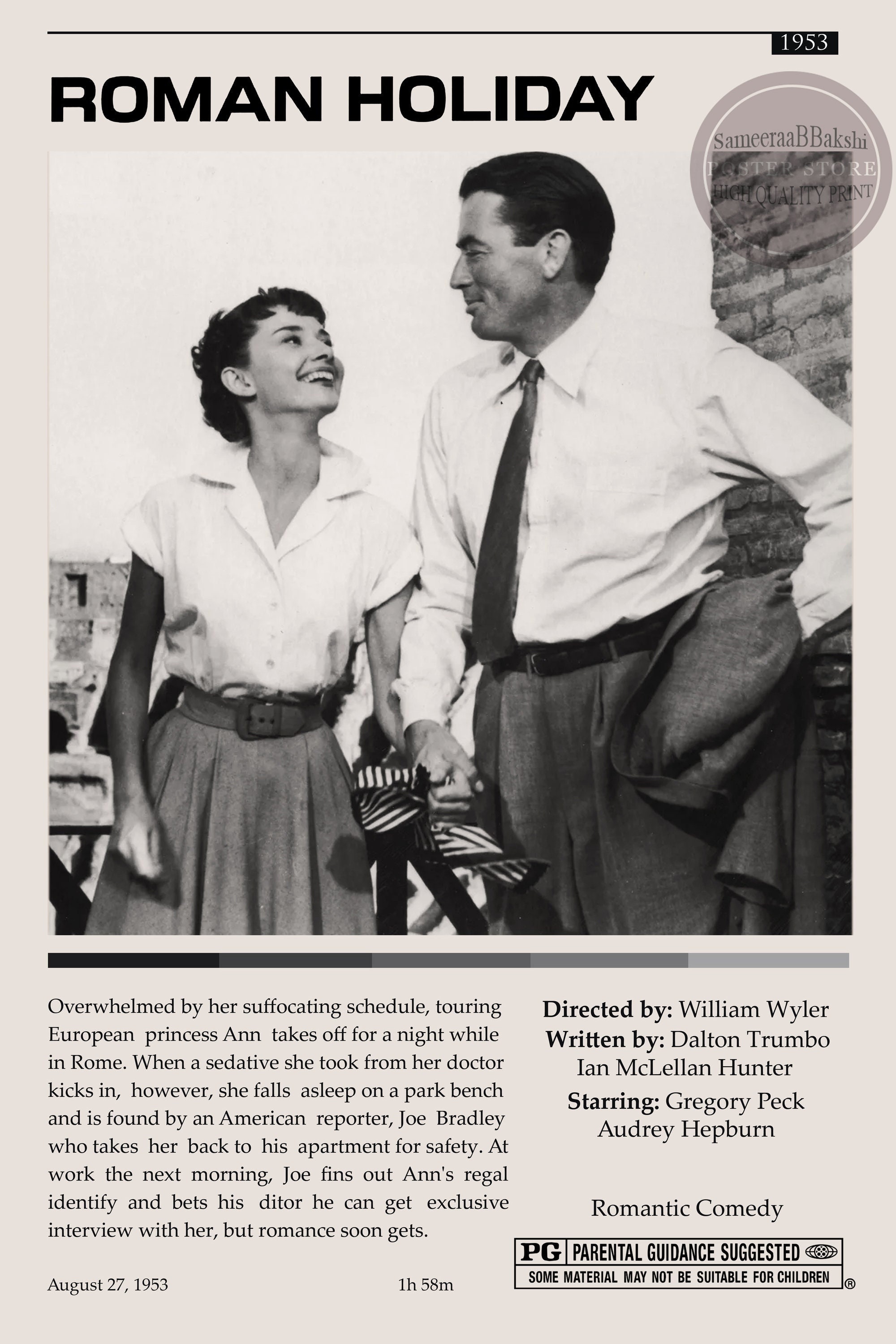 Audrey Hepburn Roman Holiday Poster