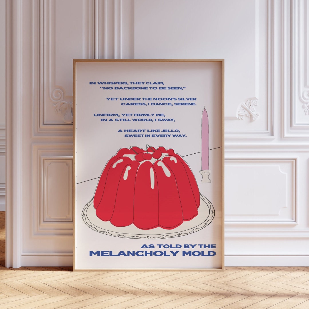 Sad Gelatin Dinner Party Poster, Funky Kitschy Kitchen Wall Art ...