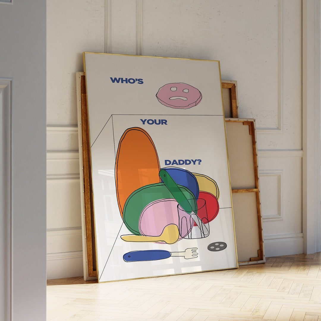 Kitschy Kitchen Art Poster, Funky Illustrated Wall Art Print | Eclectic ...