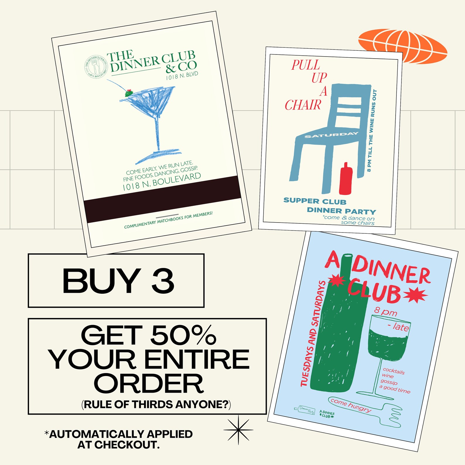 Martini Dinner Club Print, Hand-illustrated Supper Club Poster ...