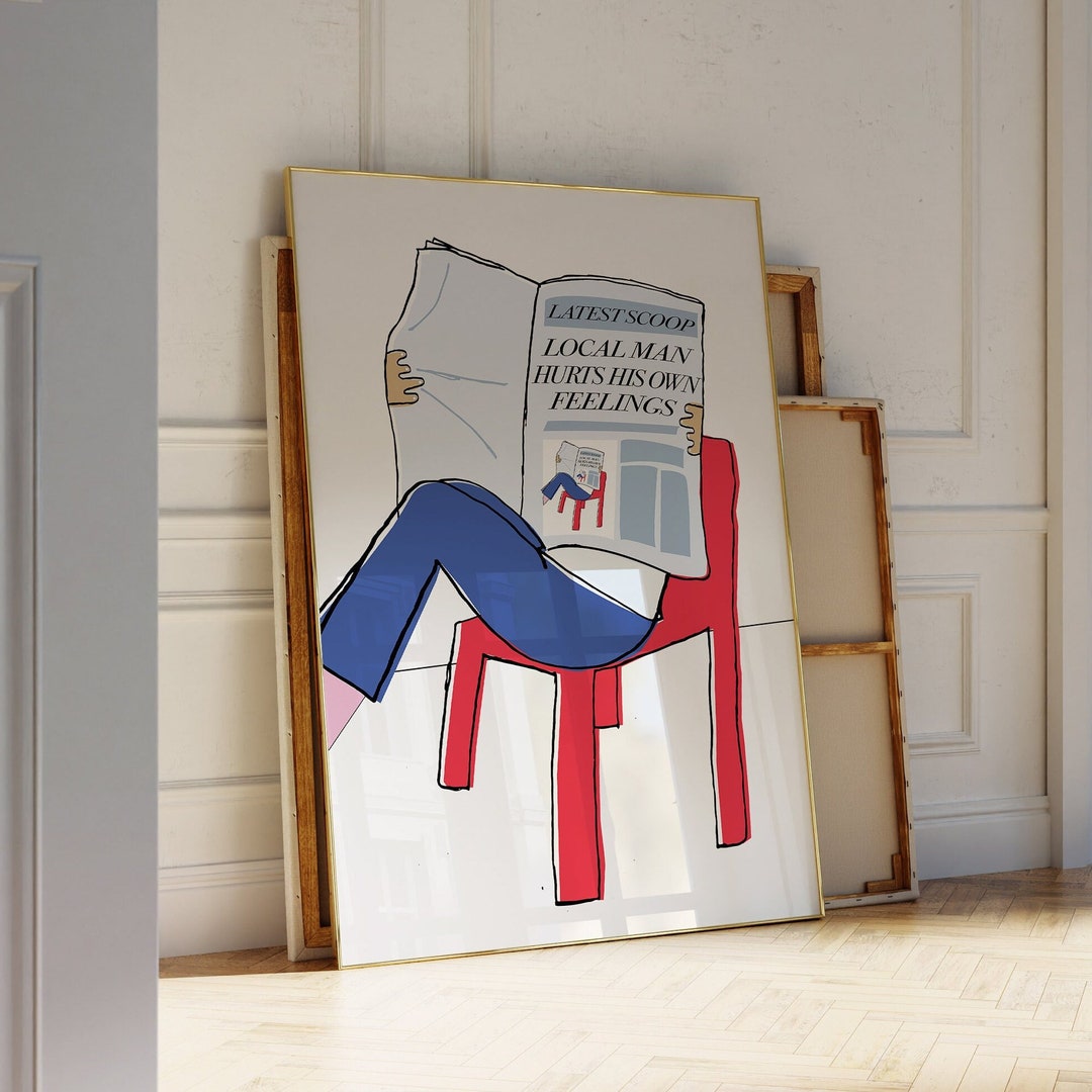 Local Man Art Poster, Funky Kitschy Wall Art, Hand-illustrated ...