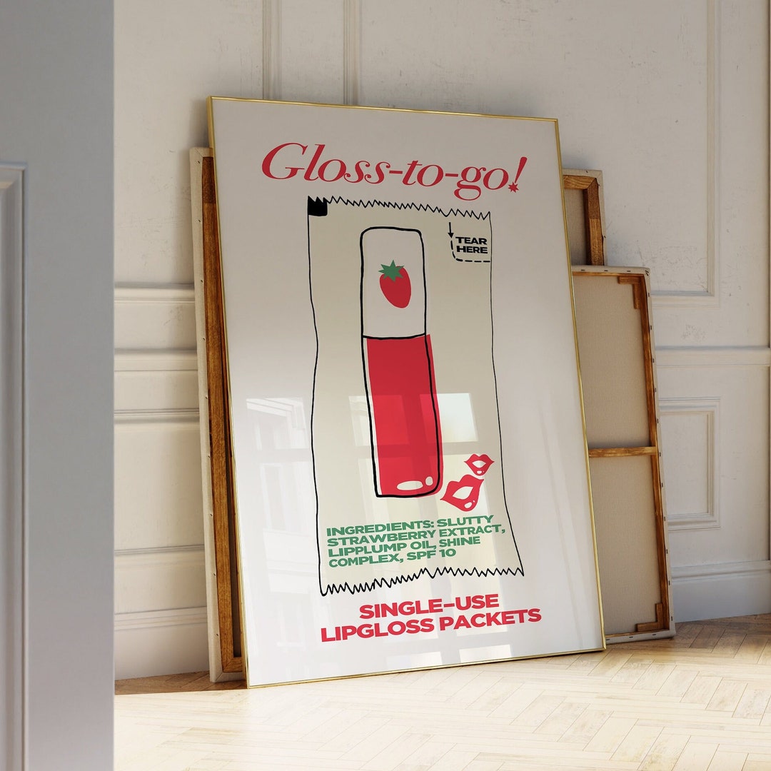 Lipgloss Aesthetic Art Poster, Funky Hand-illustrated Wall Art ...