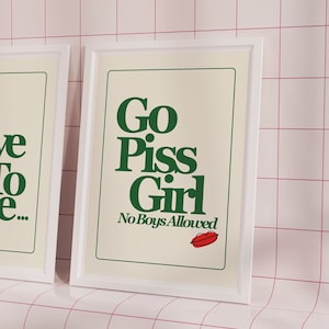 Go Piss Girl Wall Art 2 Pack | Trendy Wall Art Aesthetic Decor Digital ...