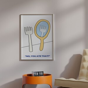 Fork Silverware Affirmation Funky Poster, Hand-illustrated Art Print ...