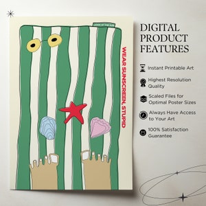 Wear Sunscreen Poster, Summertime Vintage Print, Beach Club Art ...