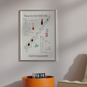 Vintage Crossword Poster, Girl Aesthetic Wall Art, Hand-illustrated ...
