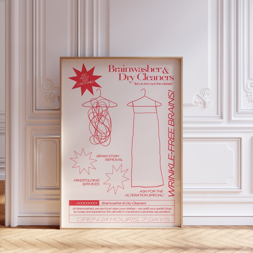 Lobotomy Art Poster, Red Illustration Gen Z Humor Art Print | Gen Z ...