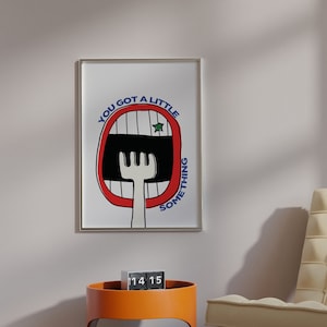 Food in Mouth Funky Poster, Hand-illustrated Art Print | Apartment ...