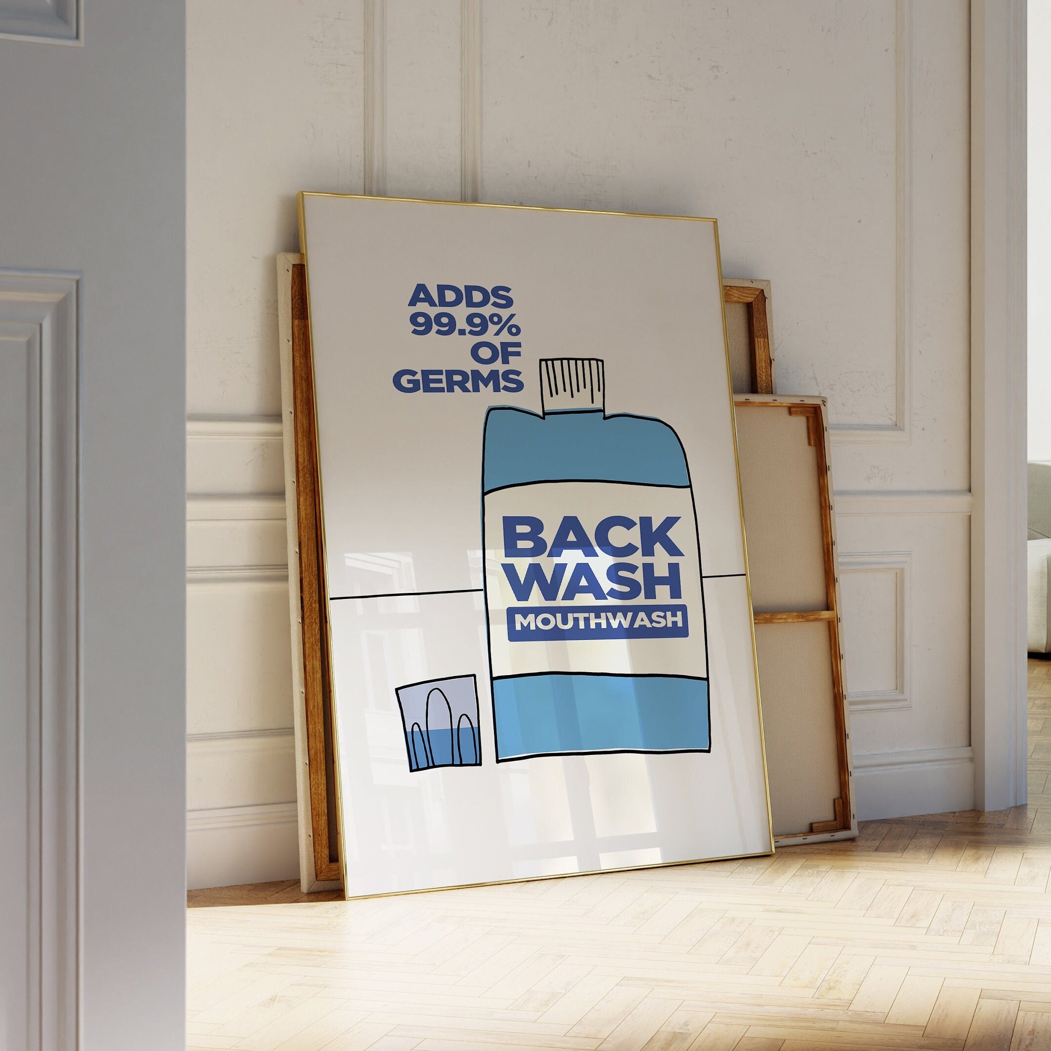 Backwash Mouthwash Funky Poster, Hand-illustrated Art Print Apartment ...