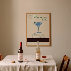 Martini Dinner Club Print, Hand-illustrated Supper Club Poster ...