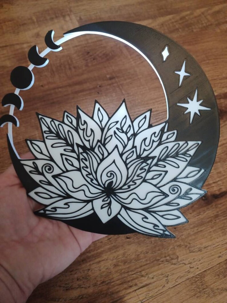 Lotus Flower Moon Phases Zen Decor Wall or Centerpiece - Etsy