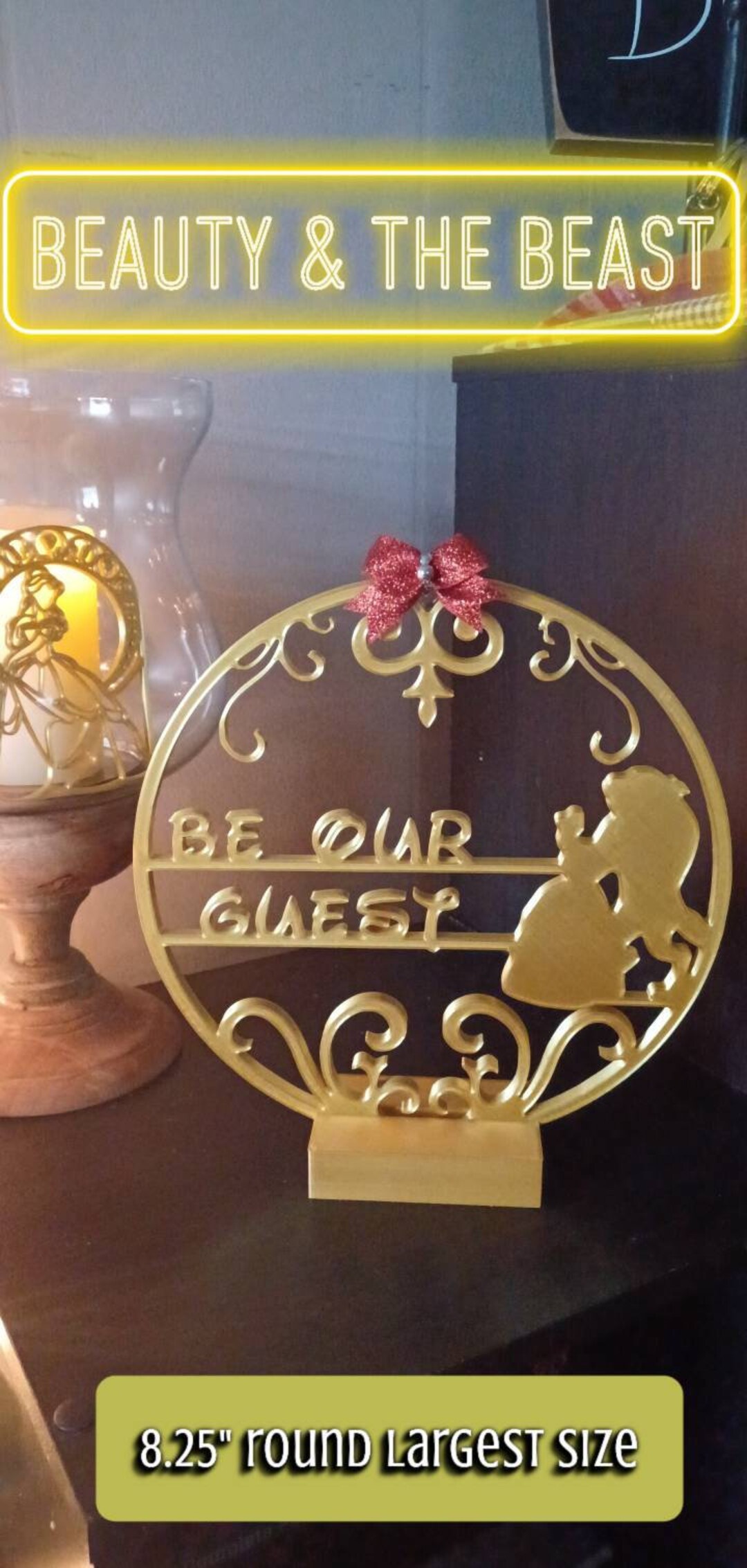 Beauty and the Beast Circle Centerpiece Be Our Guest With Custom Block ...