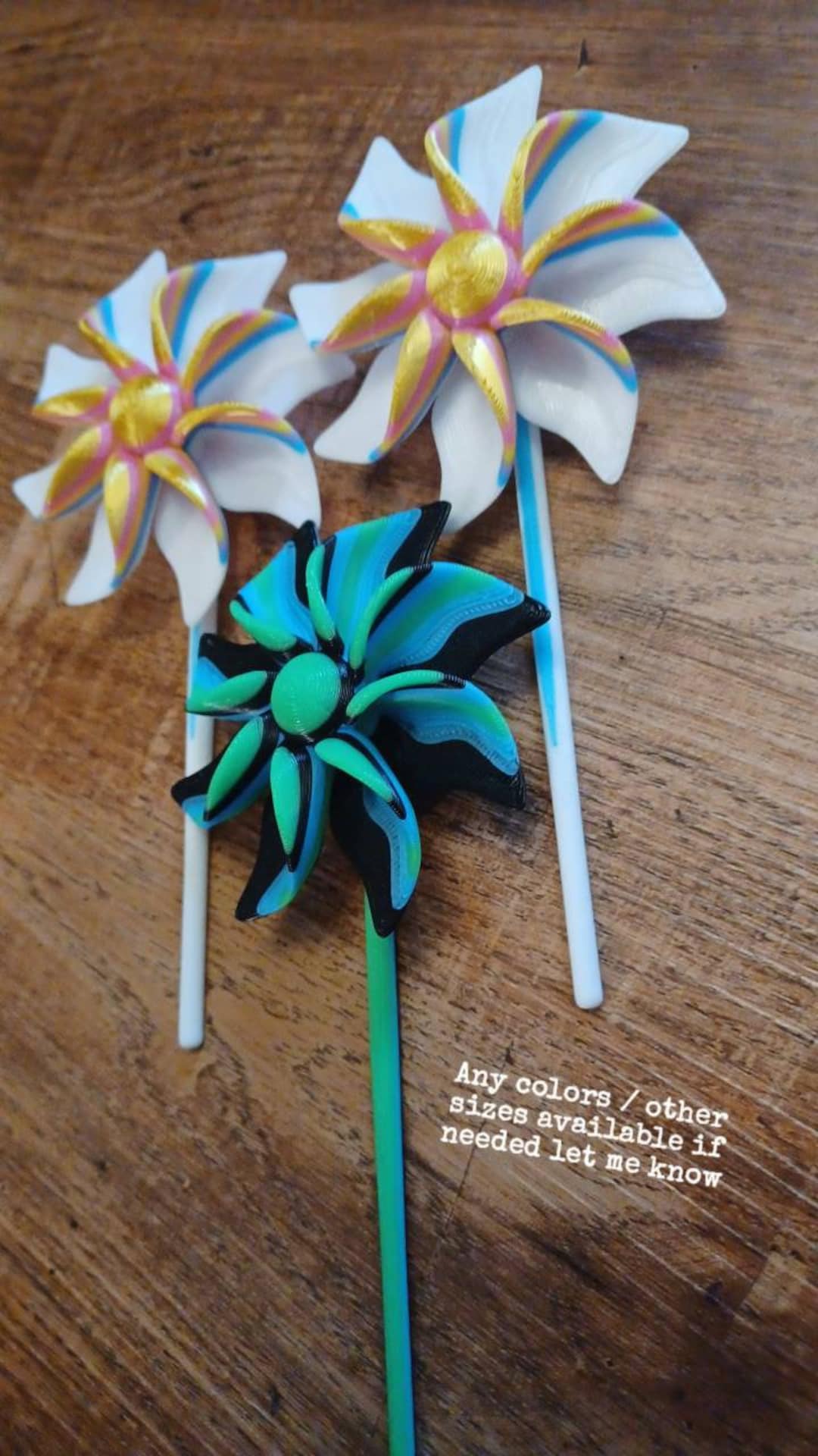 Pin Wheel Spinning Plastic Piece/ Gift/ Topper/ Plant Spinner/ Spring ...