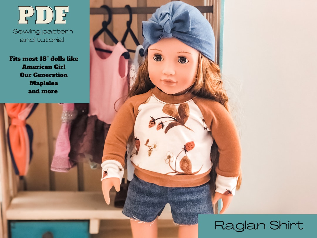 Doll Clothes PDF Sewing Pattern- Raglan Shirt Fits 18 Inch Dolls Like ...