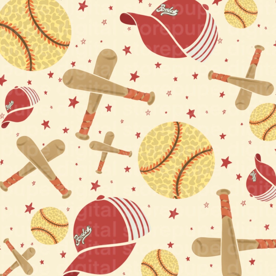 Retro Seamless, Retro Softball Seamless, Groovy Softball Repeat Pattern ...