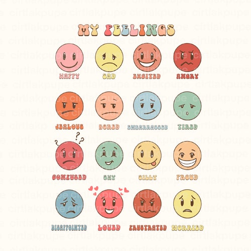 Retro Rainbow Feelings Chart Png File Trendy Sublimation Shirt - Etsy