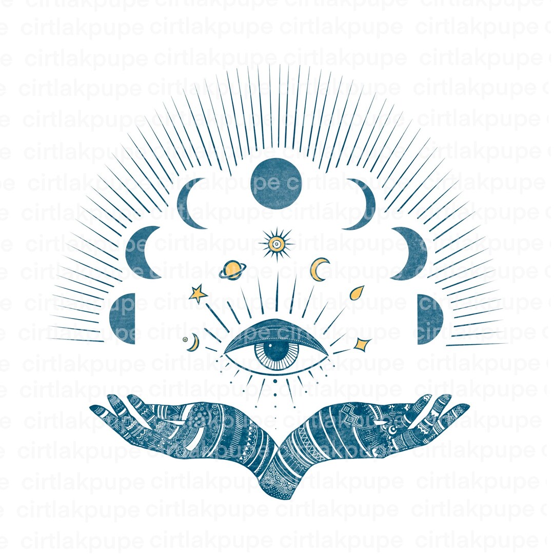 Blue Hand of Fatima Moon Phase and Evil Eye Digital Download Png File ...