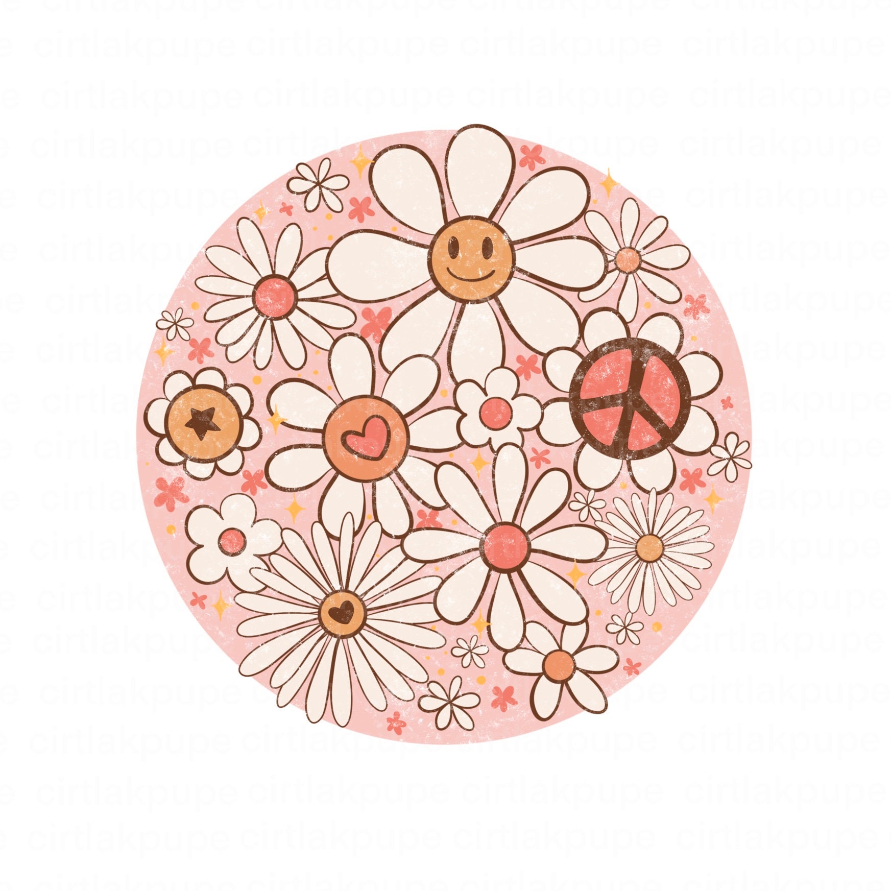 Groovy Daisy, Retro Flower PNG, Retro Flower Shapes Png, Retro Happy ...