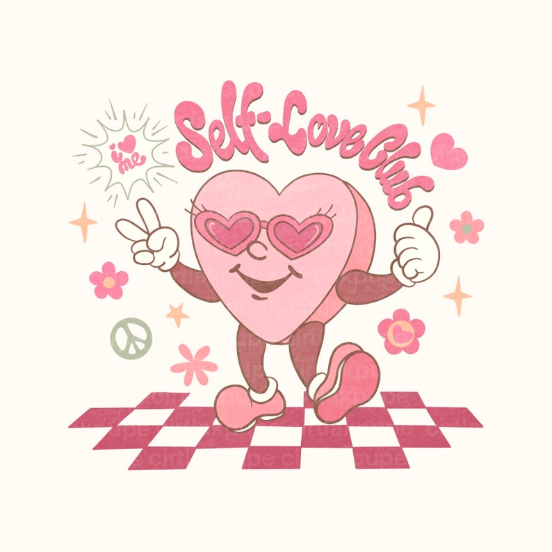 Self Love Club Png Groovy Valentine Day Png Retro Valentine Etsy