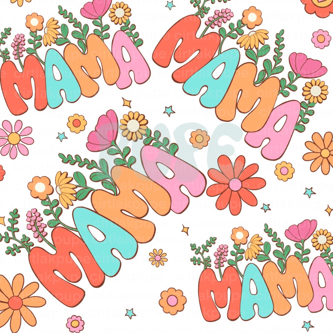 Mama Seamless Pattern, Mama Trendy Retro Seamless, Mom Popular Patterns ...