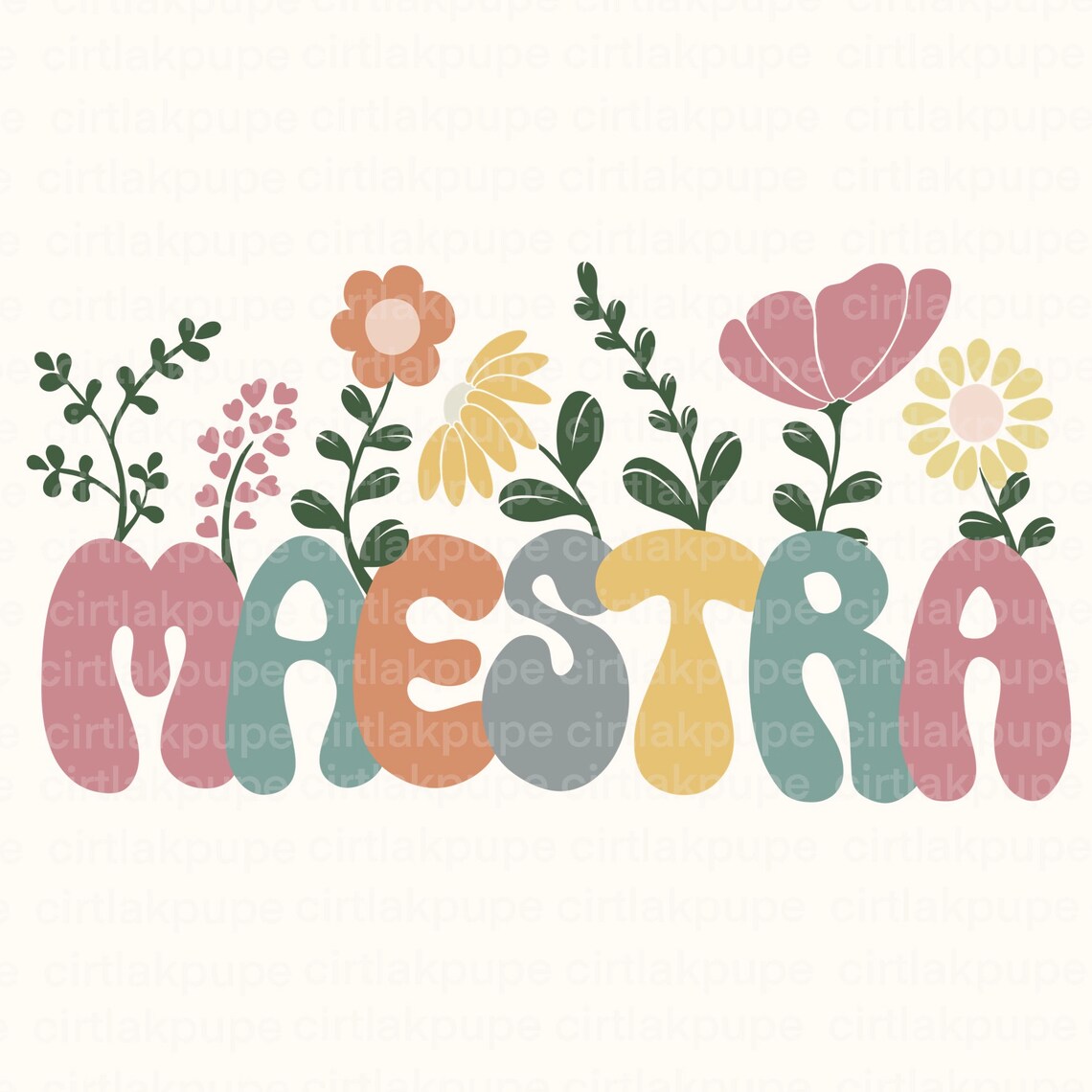 Maestra Flower Png File Trendy Sublimation Mom Shirt No Svg - Etsy