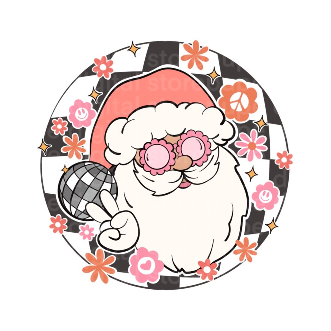 Disco Santa Claus PNG, Christmas Flowers, Preppy Santa Png, Groovy ...