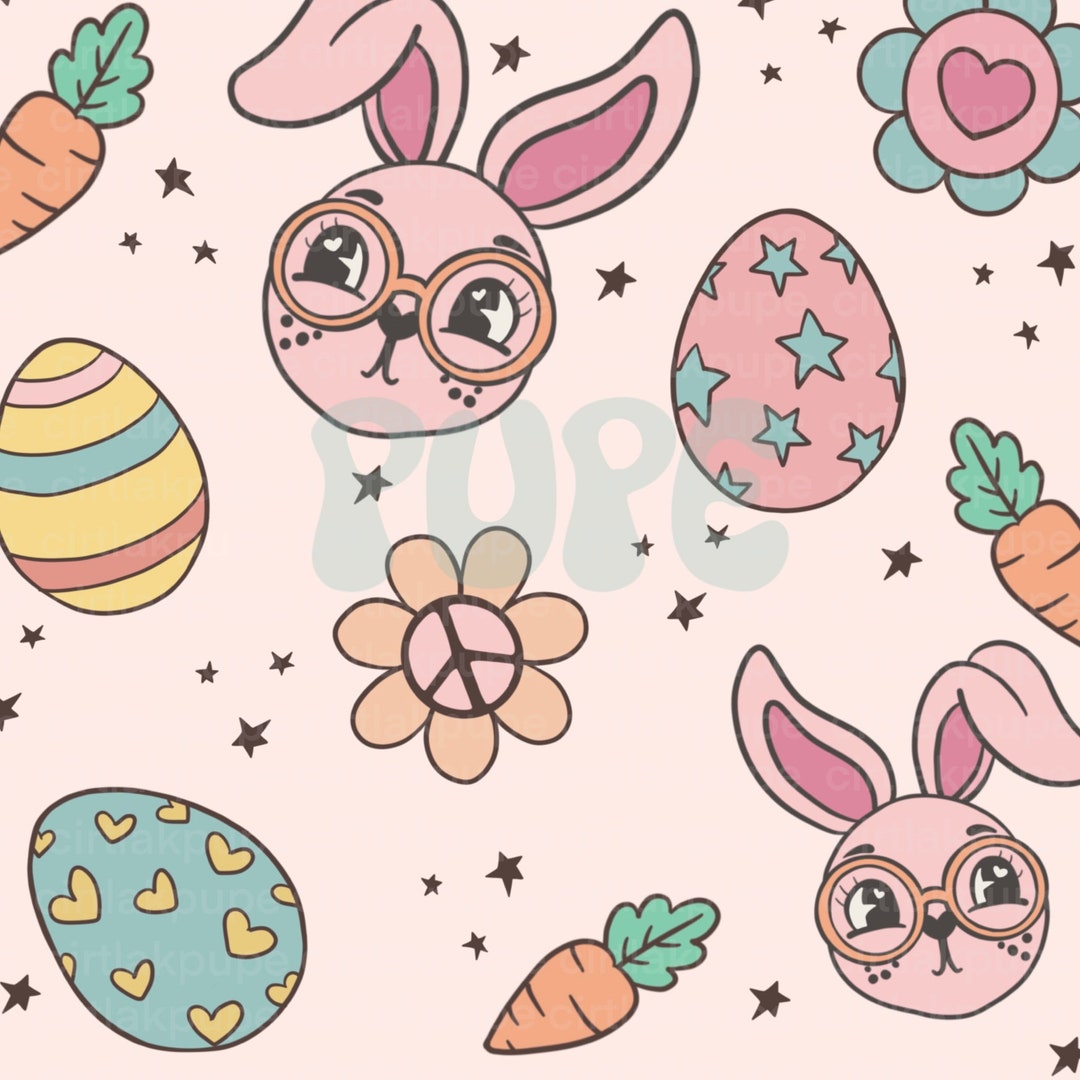 Easter Pattern, Groovy Bunny Seamless Repeat Pattern for Fabric ...