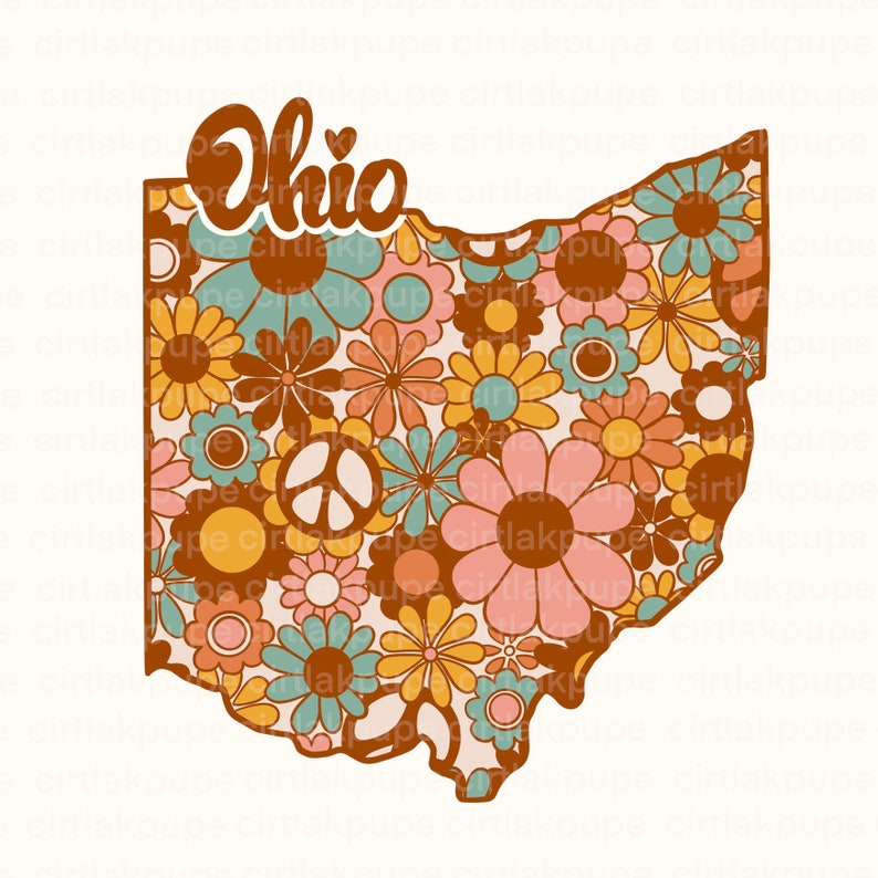 Ohio State Map Popular Png Digital Download Design United - Etsy