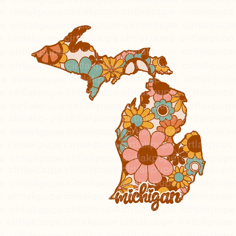 Michigan State Map Popular Png Trendy Digital Download Design - Etsy