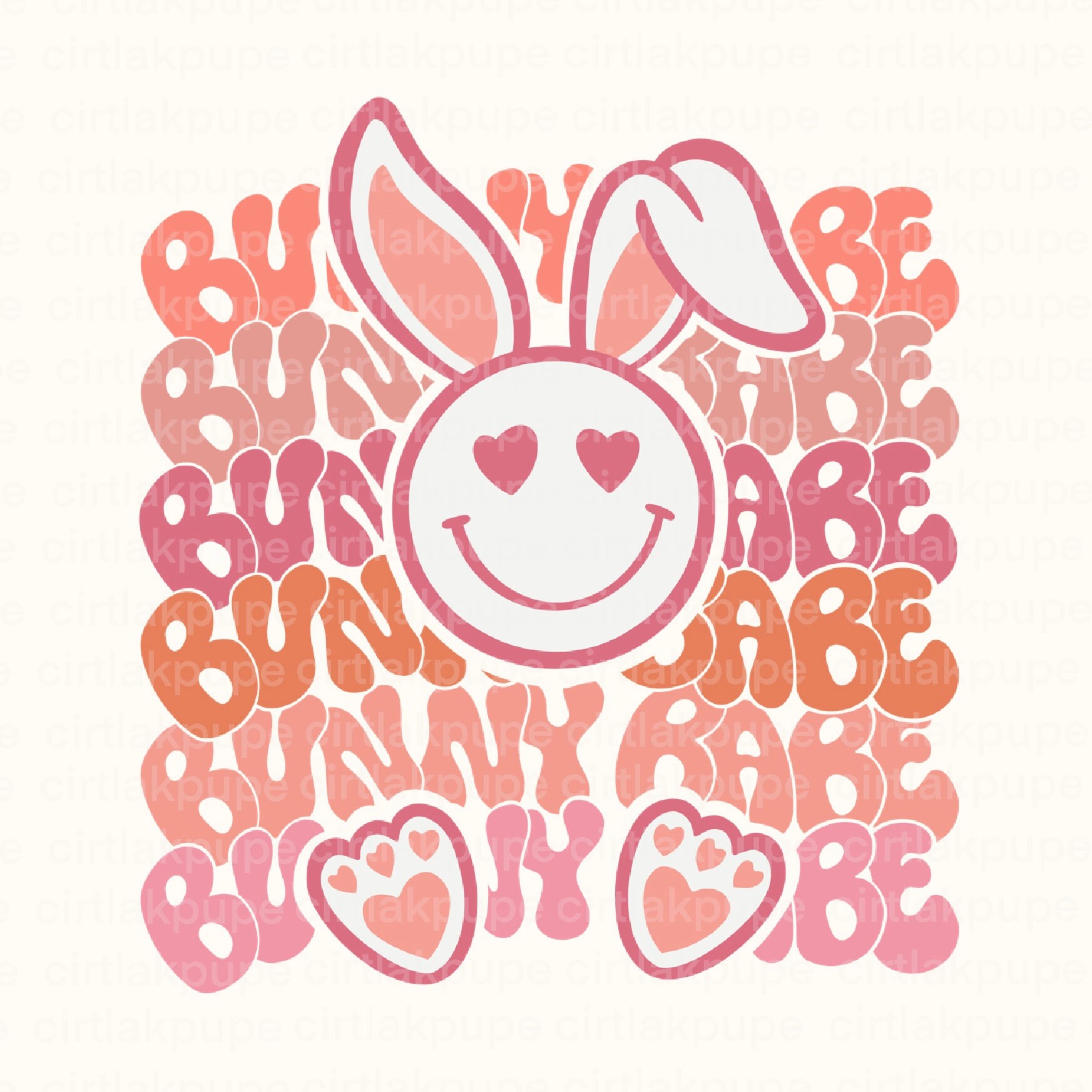Digital Retro Easter Bunny PNG Smile Face Smiling Bunny png Bunny Babe ...