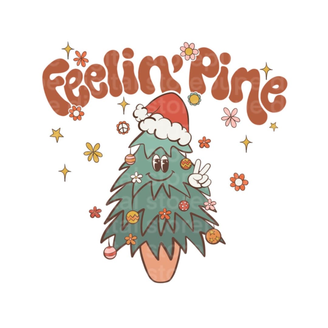 Feeling Pine Png, Christmas Tree Png, Retro Christmas Png, Christmas ...
