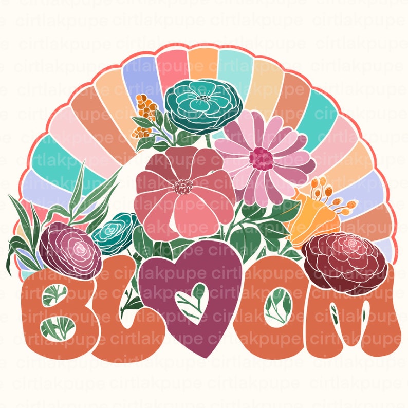 Retro Font Bloom Flower Png File Sublimation Shirt No Svg - Etsy