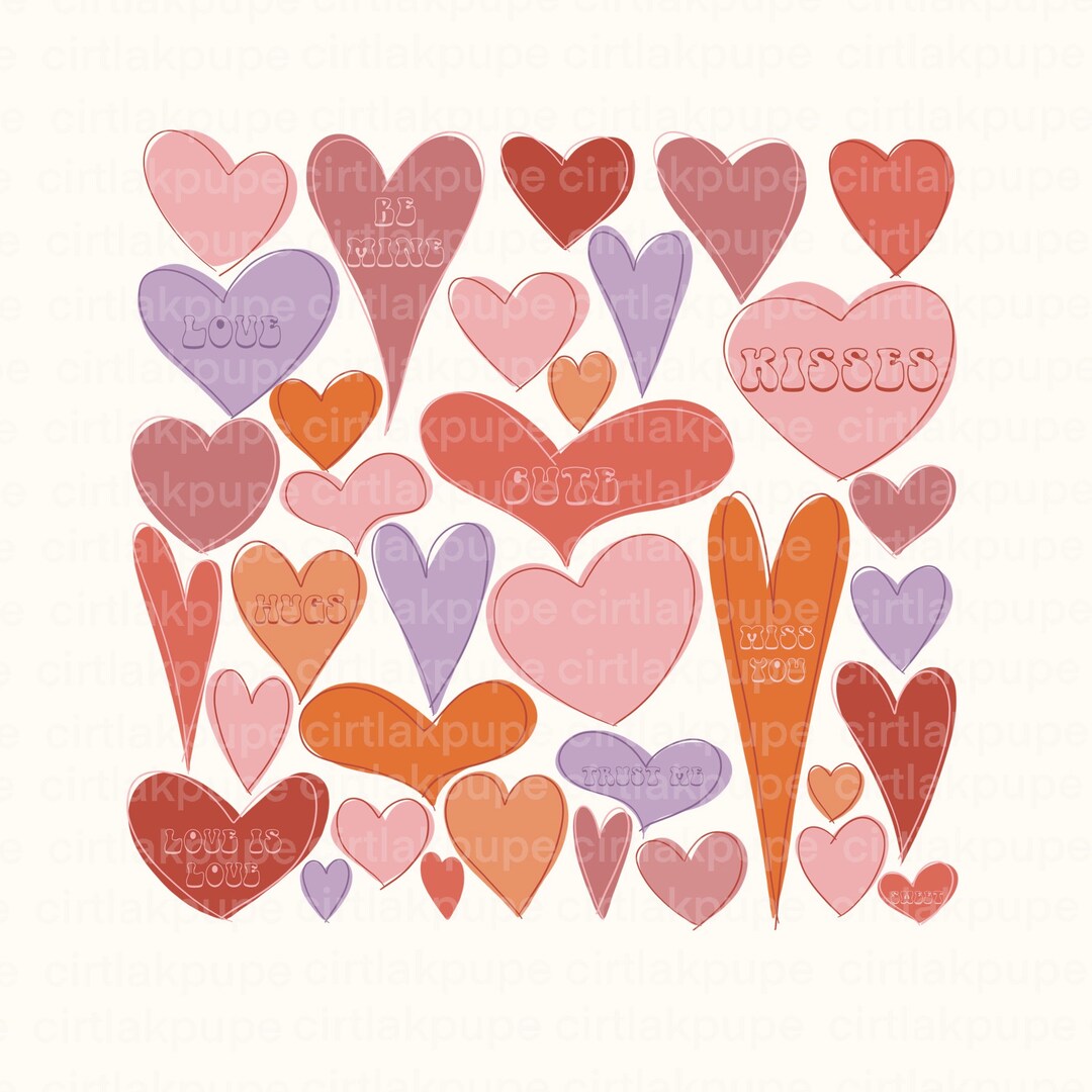 Groovy Pink Candy Hearts Doodle Png , Valentine’s Day Candy Hearts ...