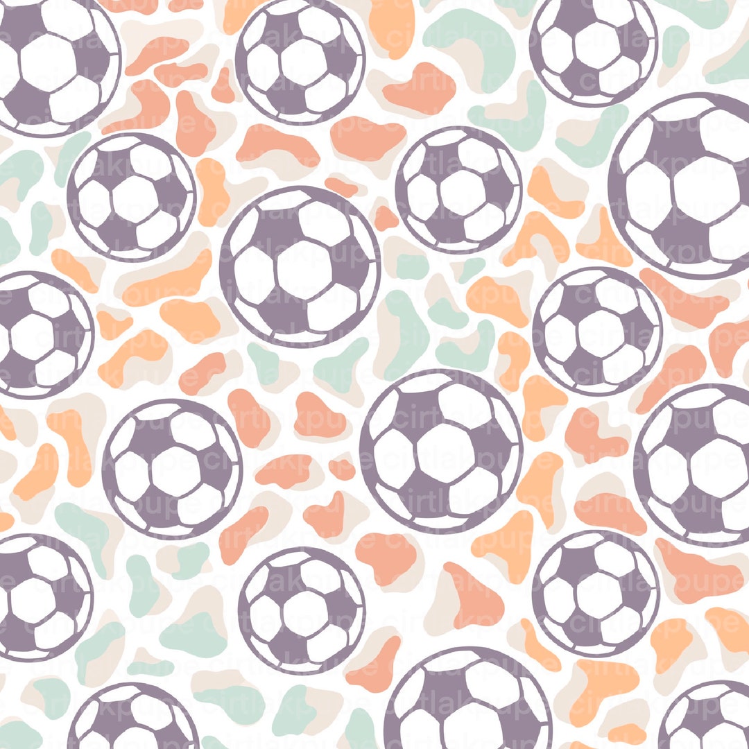 Retro Soccer Leopard Smiley Face Pattern Seamless Repeat, Seamless ...