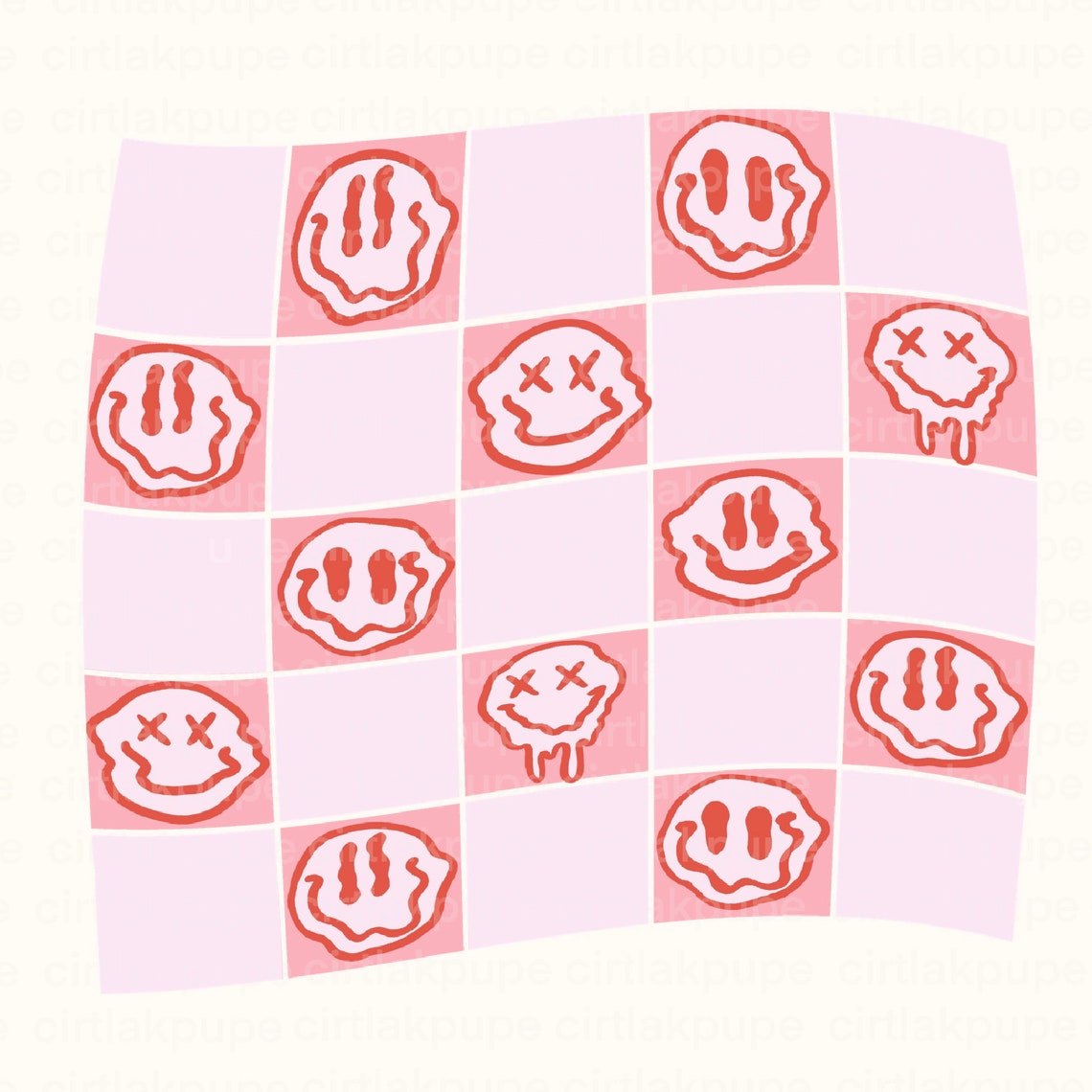 Groovy Smiley Checkerboard Png File Sublimation Shirt Design | Etsy