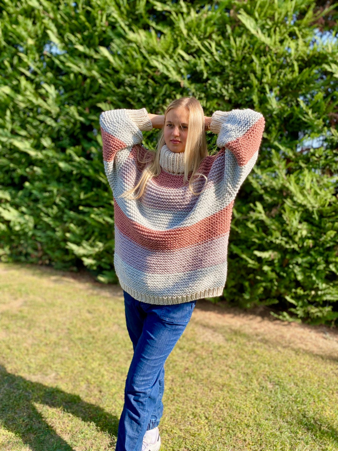 Maxi Sweater Handmade Oversized Wool, Cardigan Knitting Big Outwear ...