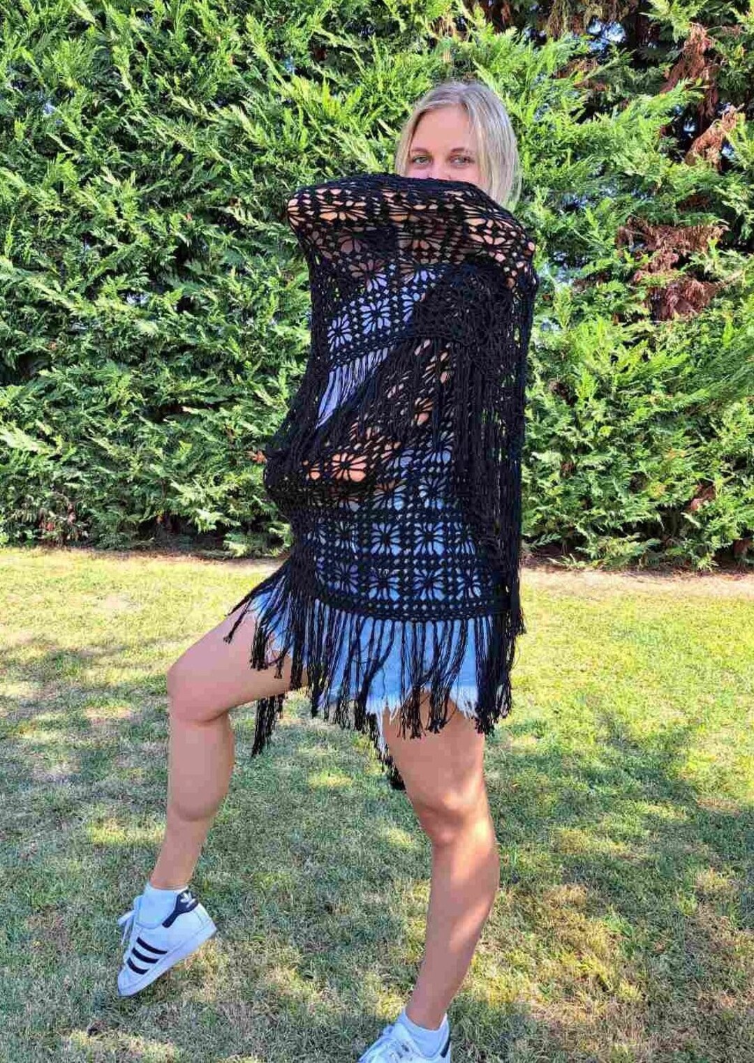 Wool Black Shawl Lace Handmade, Ballet Crochet Tassels Shawl, Shawl for ...