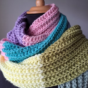 Long Scarf in Pastel Colors, Handmade Tassels Knitted Scarf Wool ...