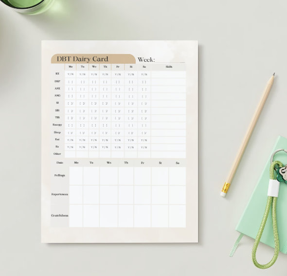 Printable DBT Diary Cards With Step-by-step Instructions Digital ...