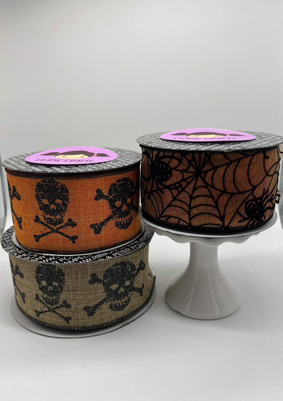 1 Yard of 2.5 Wired Halloween Ribbon Spider Ribbon Skull - Etsy