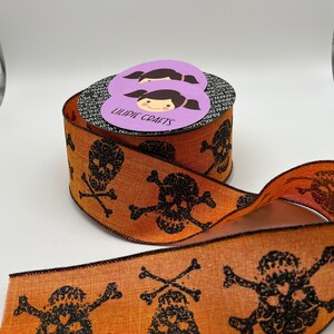 1 Yard of 2.5 Wired Halloween Ribbon, Spider Ribbon, Skull Ribbon ...