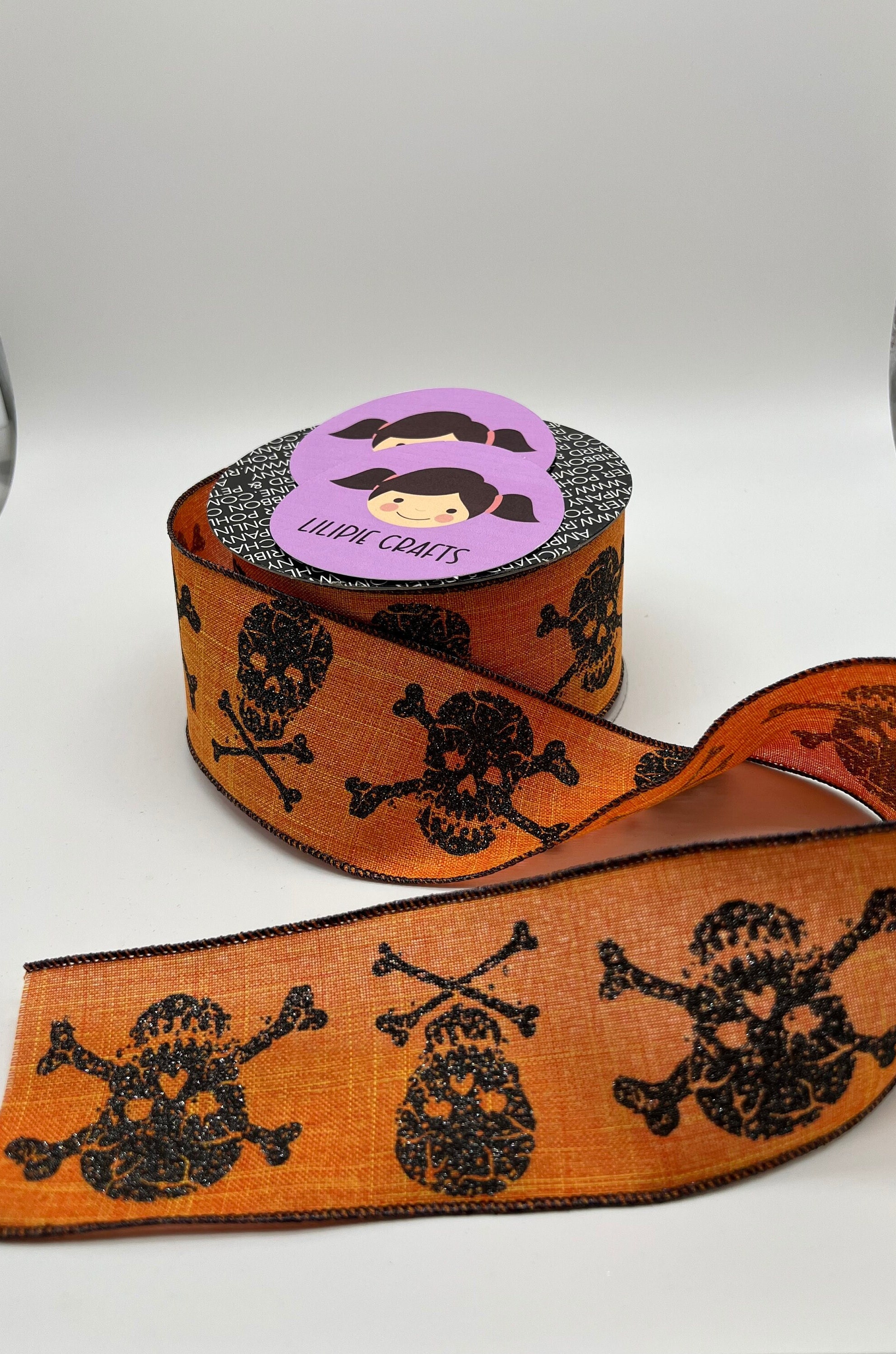 1 Yard of 2.5 Wired Halloween Ribbon Spider Ribbon Skull - Etsy